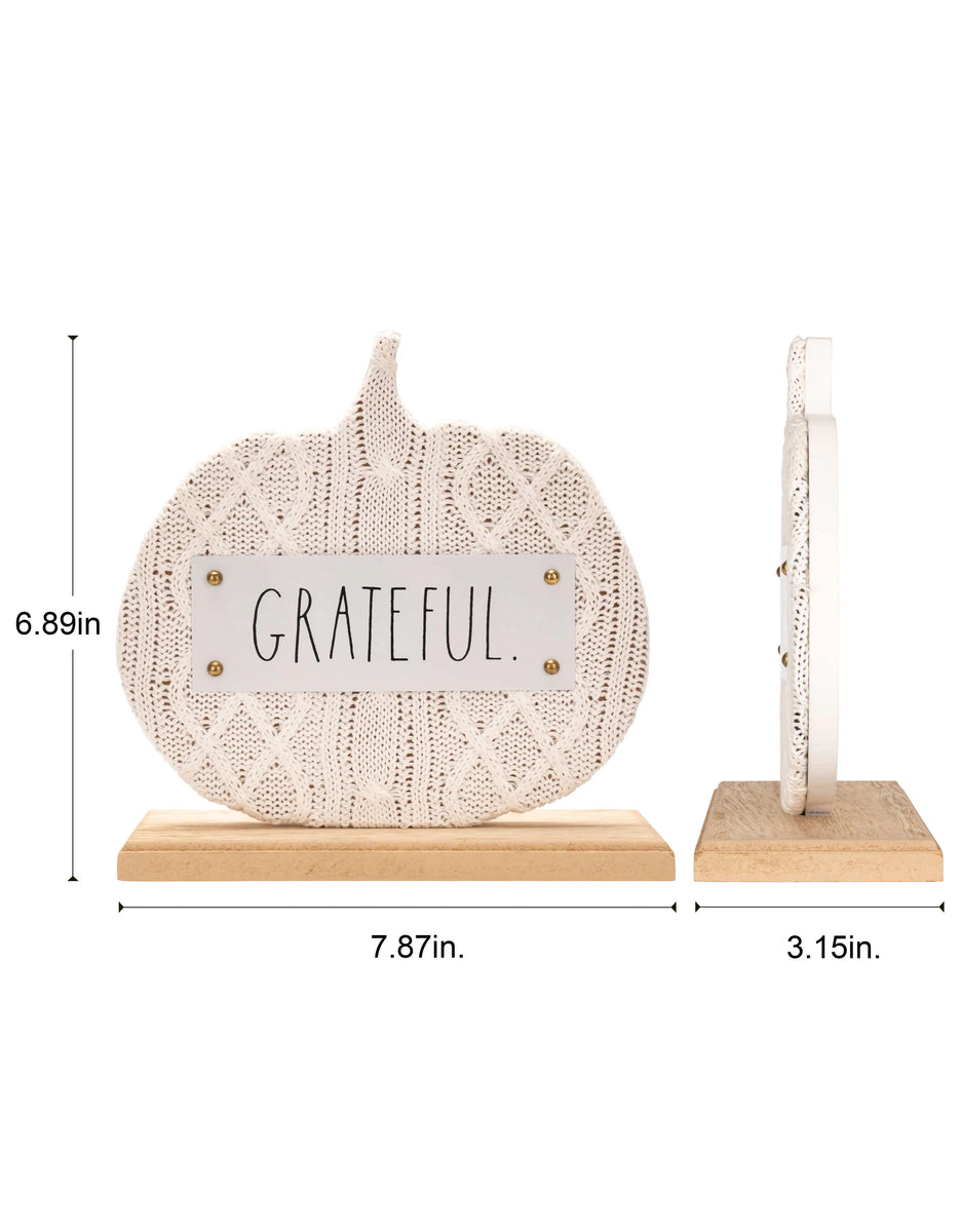Rae Dunn Farmhouse Fall-Theme Wooden “Grateful” Sign | DesignStyles