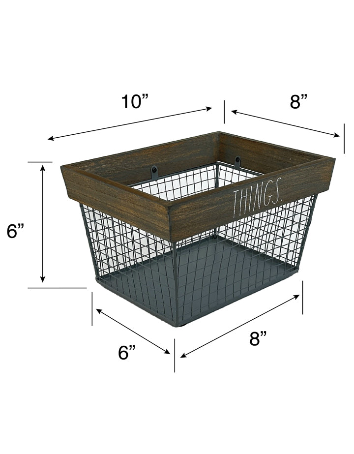 Rae Dunn “Things” Tapered-Shape Wired Metal Basket | DesignStyles