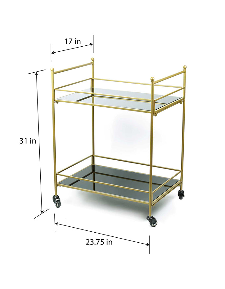 2-Tiers Black and Gold Rectangle Bar Cart | DesignStyles