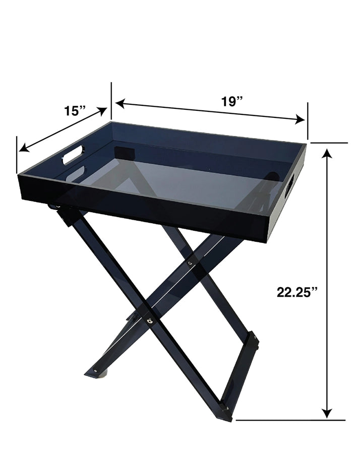 Foldable Smoke Translucent Black Acrylic Table with Handles | DesignStyles