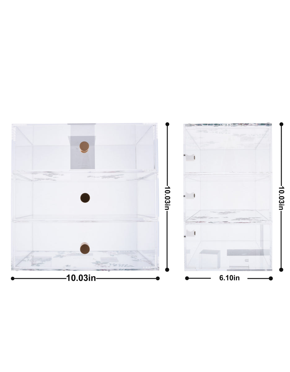 Papyrus Acrylic Desktop Drawer Organizer with Floral Design | DesignStyles