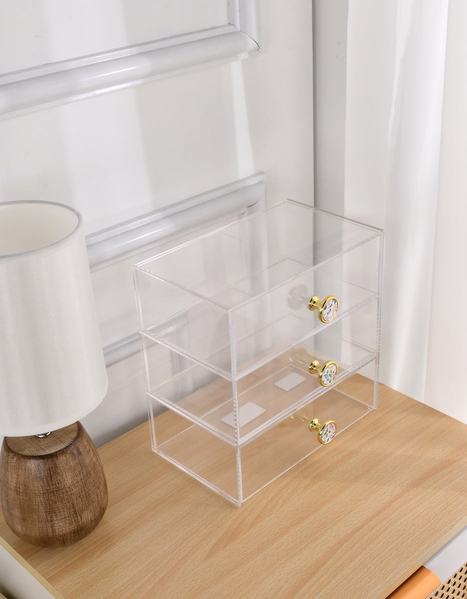 Papyrus Acrylic Desktop Drawer Organizer with Floral-Theme Knobs ...