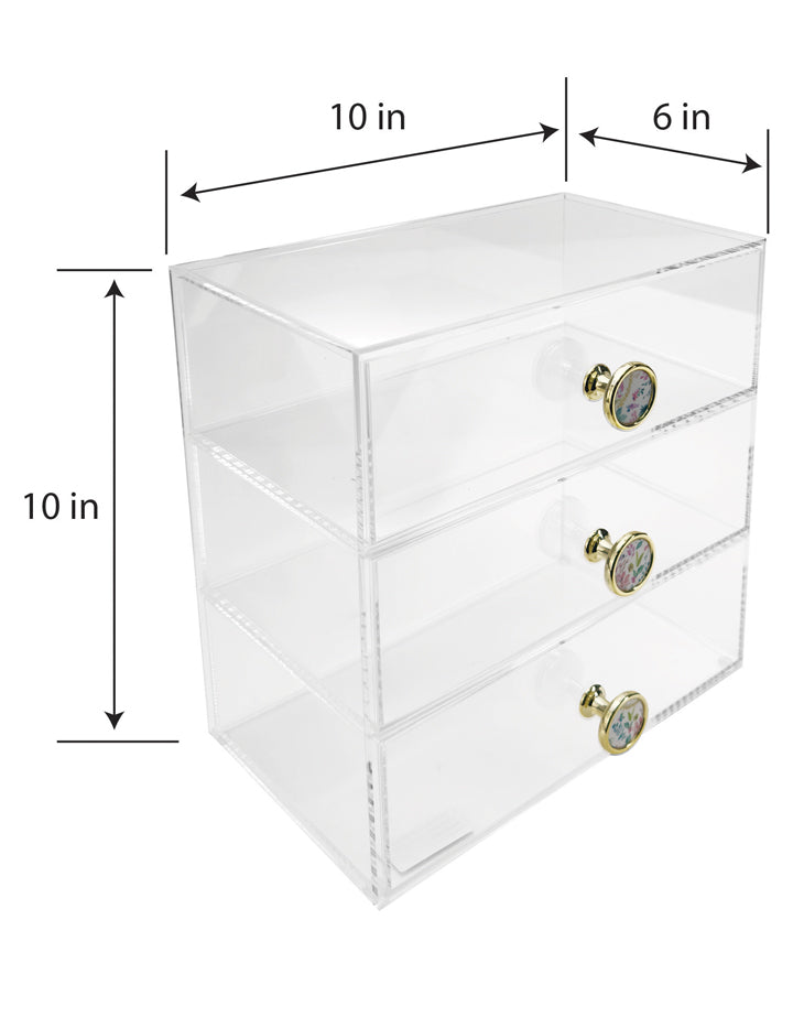 Papyrus Acrylic Desktop Drawer Organizer with Floral-Theme Knobs ...
