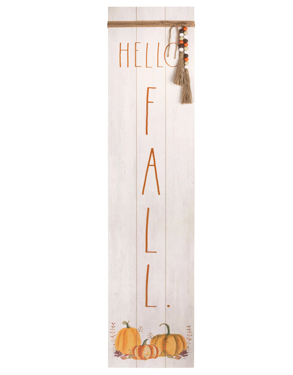Rae Dunn Vertical “Hello Fall” Porch Sign with Pumpkins | DesignStyles