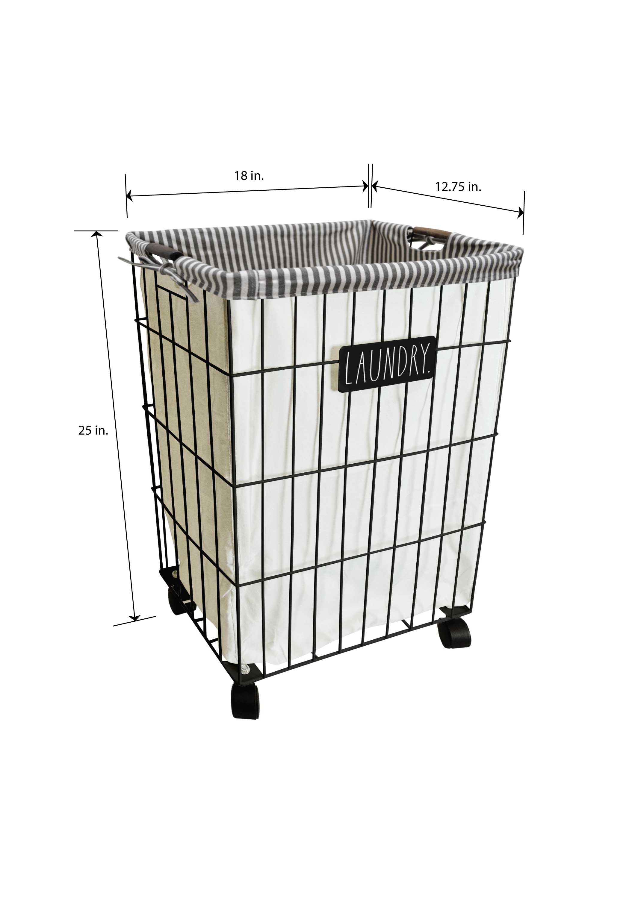 Rae Dunn Metal Laundry Hamper with Liner | Design Styles | DesignStyles