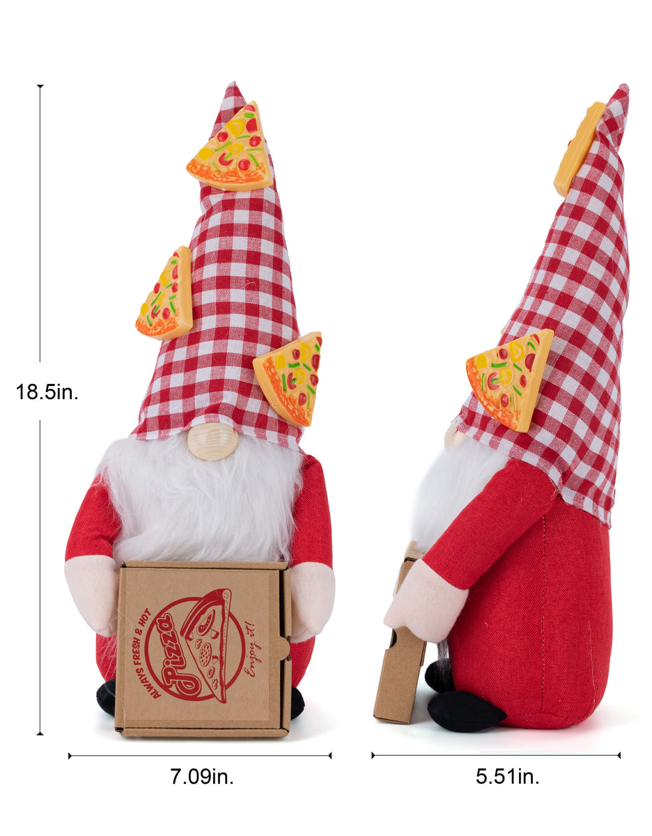 Willow & Riley Freestanding Stuffed Pizza-Theme Gnome | DesignStyles