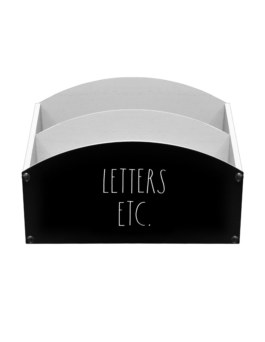 Rae Dunn "Letters" 2 Sections Black and White File Organizer | DesignStyles