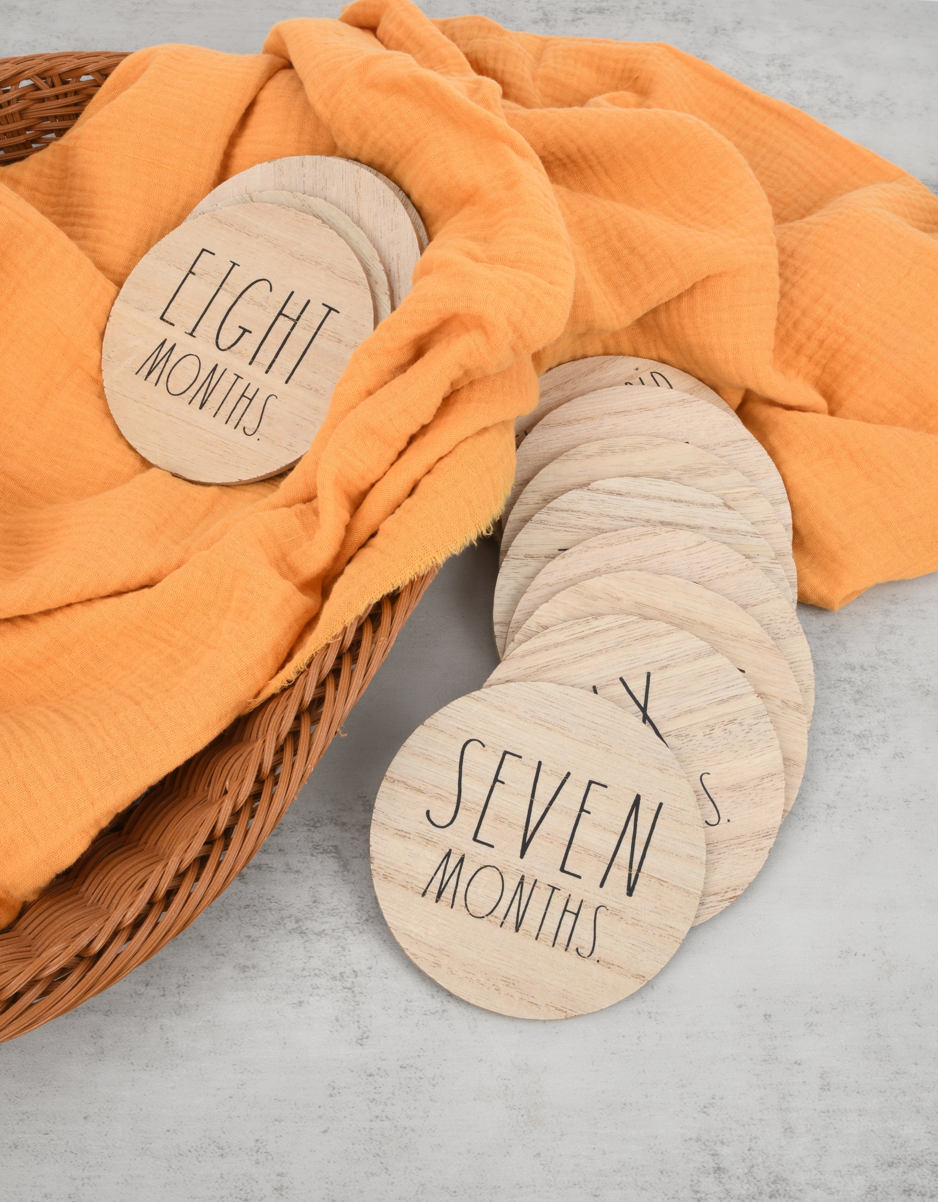 Rae Dunn 12 Baby's Month Wooden Milestone Plaques | DesignStyles