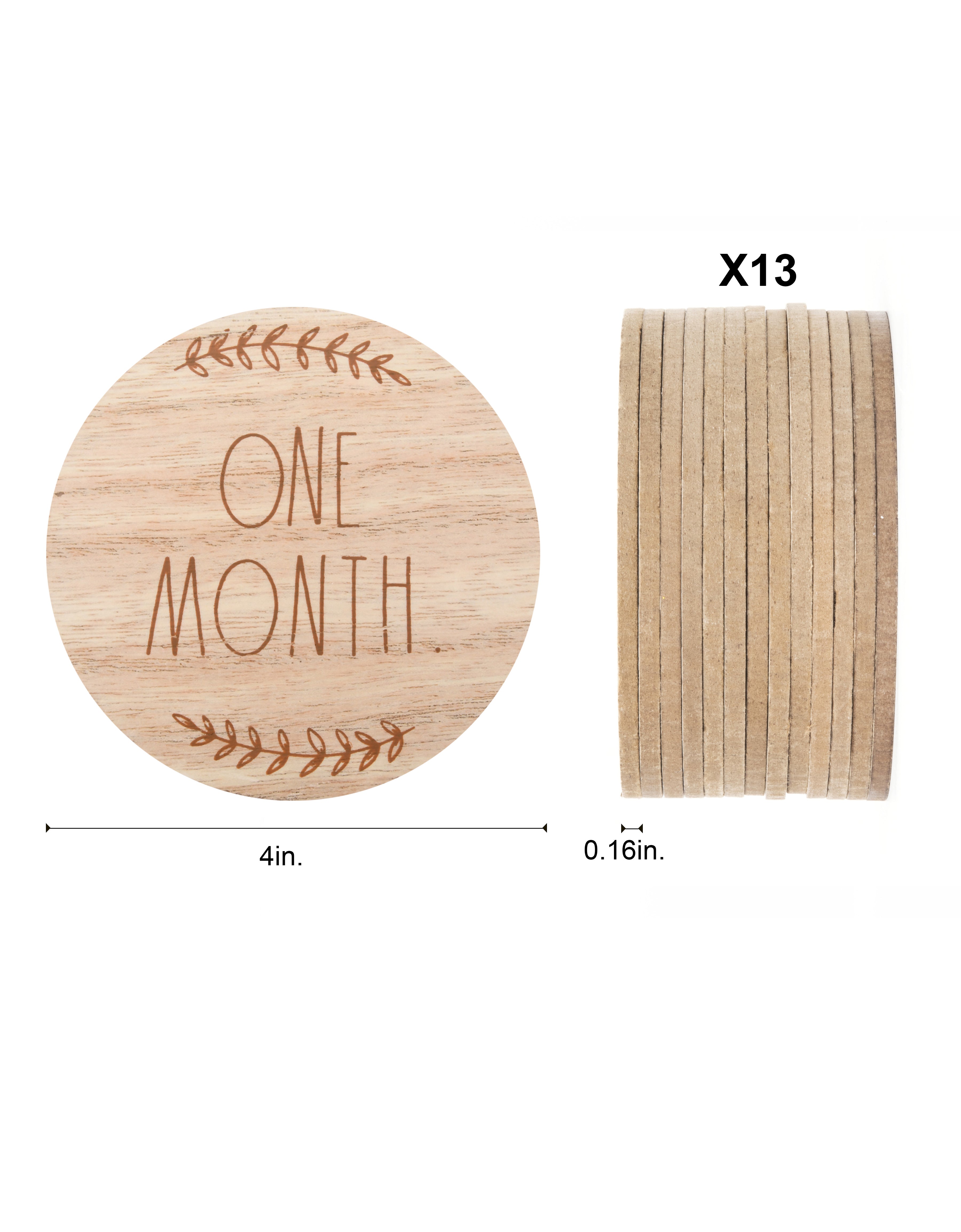 Rae Dunn 12 Baby's Month Light Wood Milestone Plaques | DesignStyles