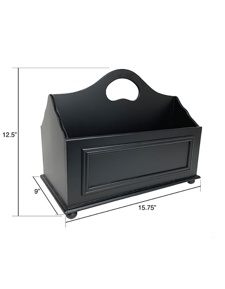 Classic Black Wooden Magazine Holder with 2 Compartments | DesignStyles