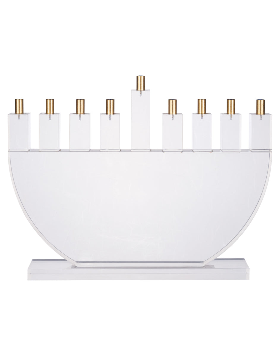 Clear Acrylic Menorah with Gold 30 MM Candle Holders | DesignStyles