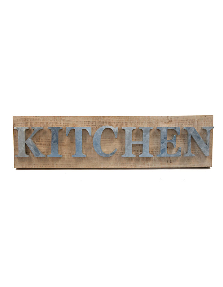 "Kitchen" Wooden and Galvanized-Metal Kitchen Wall Sign | DesignStyles