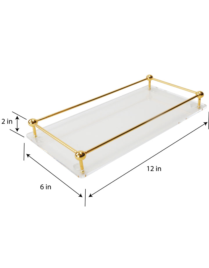 Simply Brilliant Acrylic Toilet Tank Tray with Golden Tubes | DesignStyles
