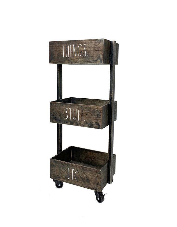 Rae Dunn 3-Tiers Wooden Storage Caddy with Wheels | DesignStyles