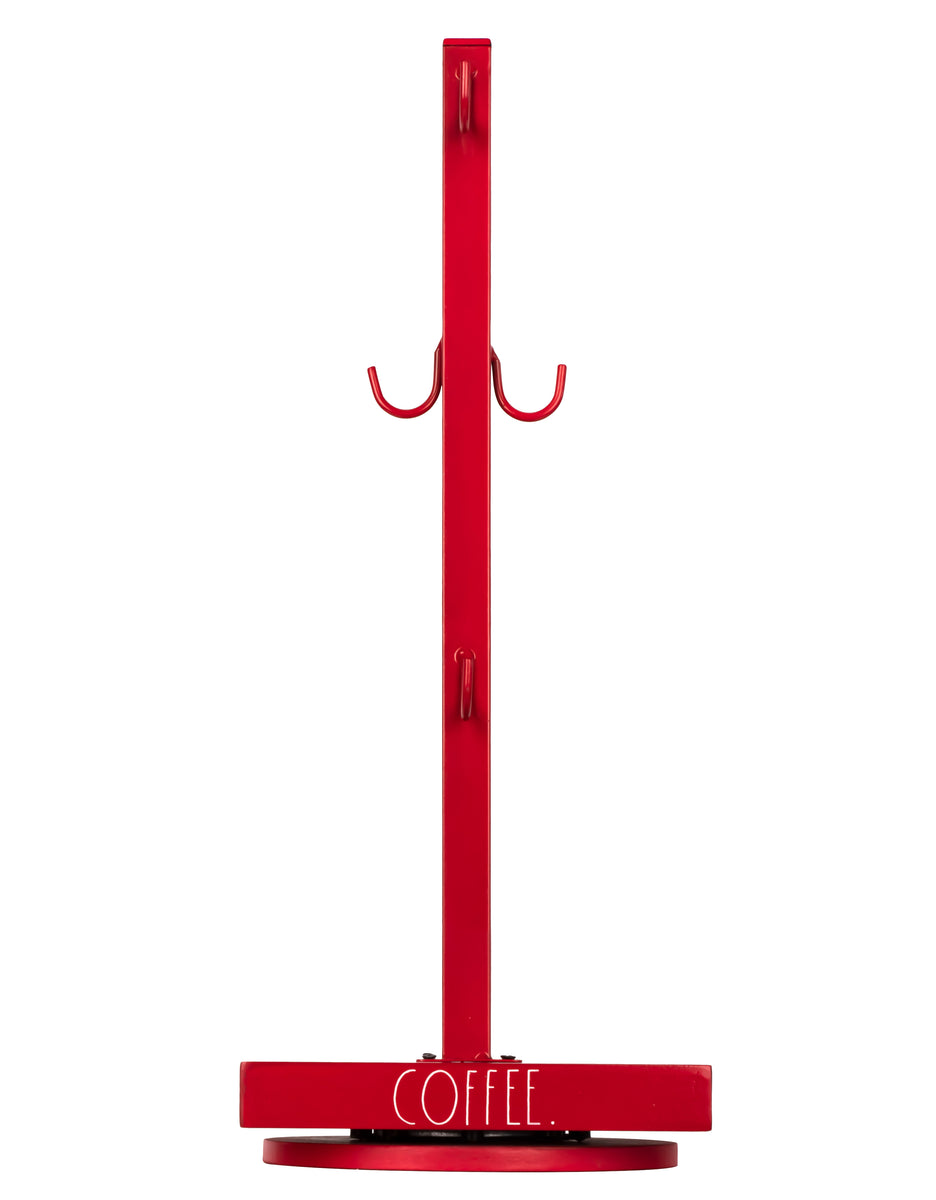 Rae Dunn “Coffee” 6 Hooks Spinning Red Coffee Cup Holder | DesignStyles