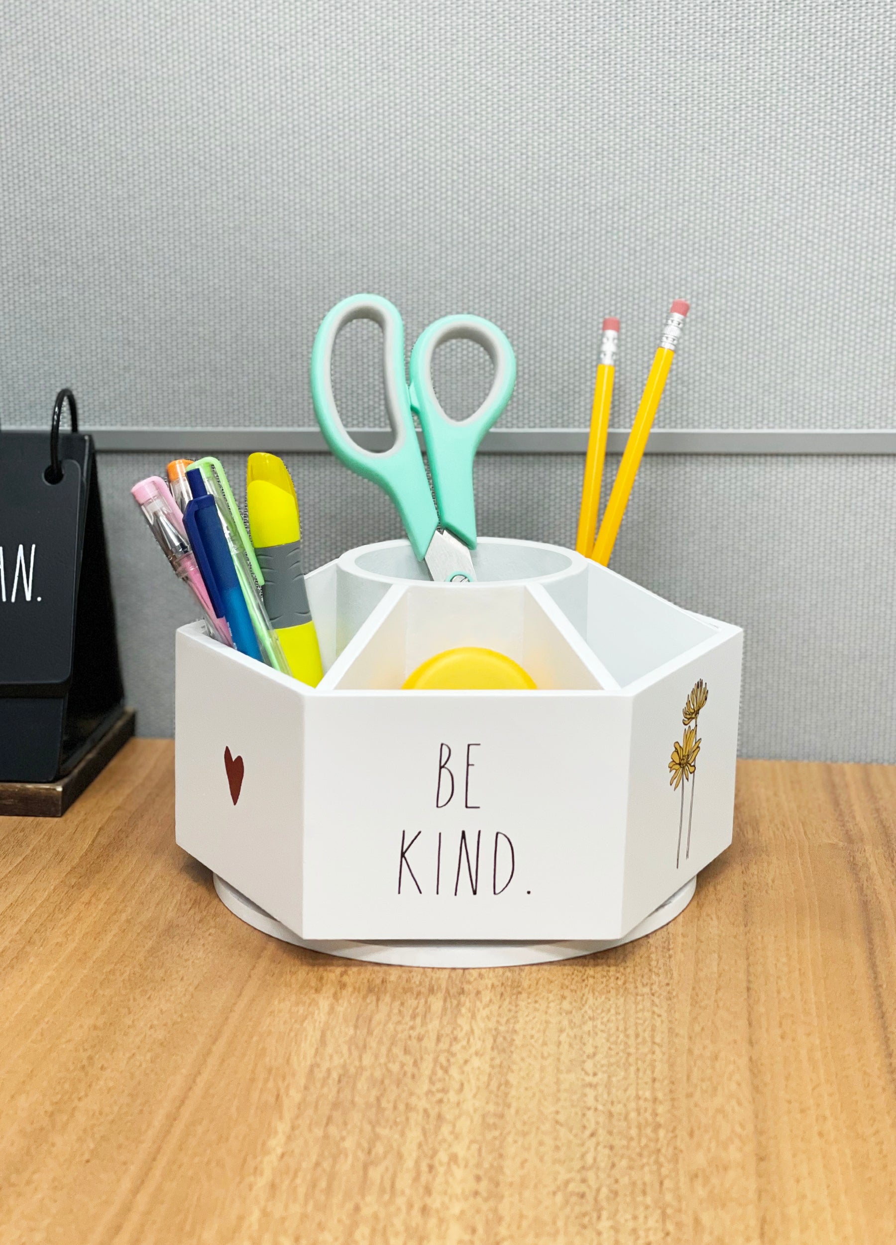 Spinning Desk Organizer “Be Kind” Rae Dunn Pencil Holder | DesignStyles