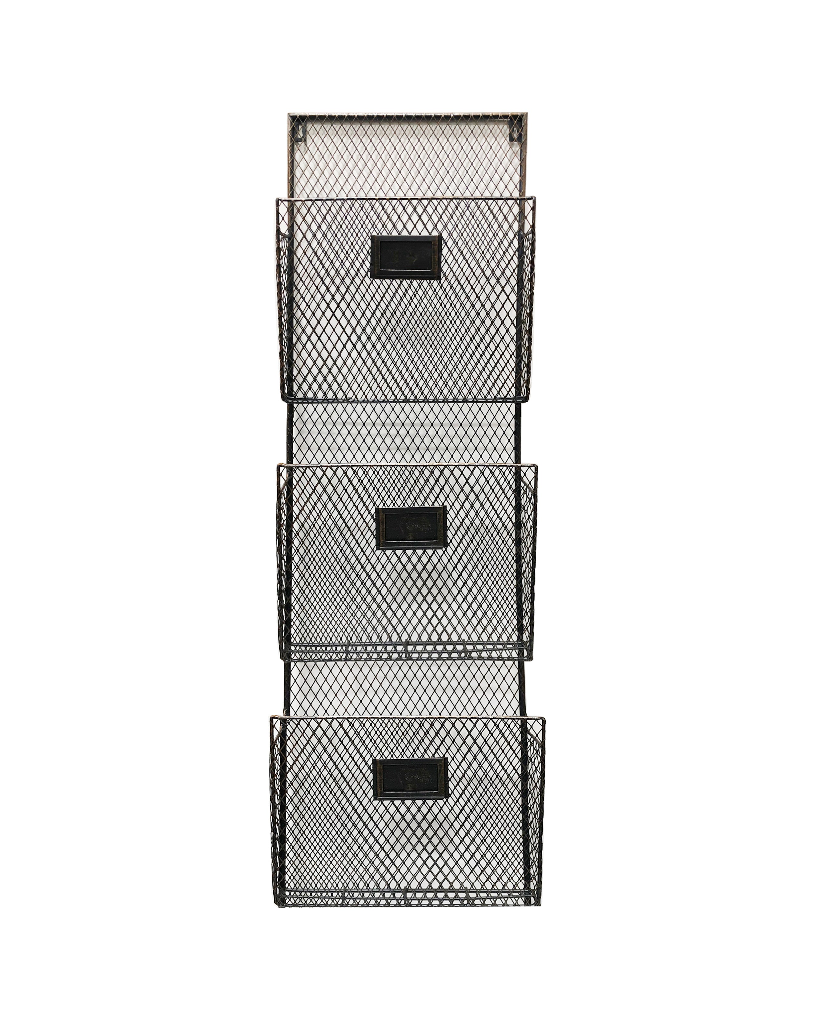 3 Tier Black Color Metal Wire Wall-Mounting File Holder | DesignStyles