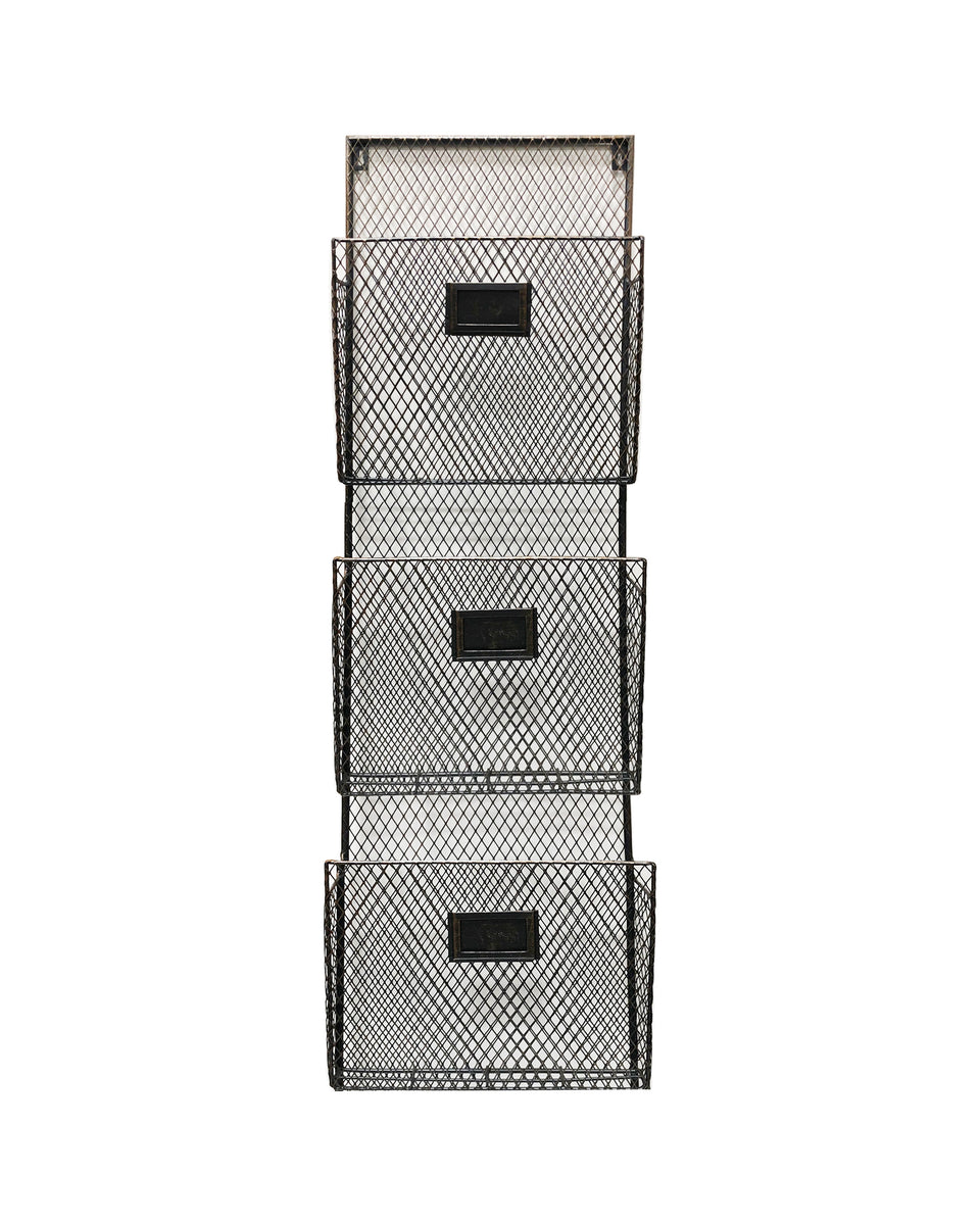3 Tier Black Color Metal Wire Wall-Mounting File Holder | DesignStyles