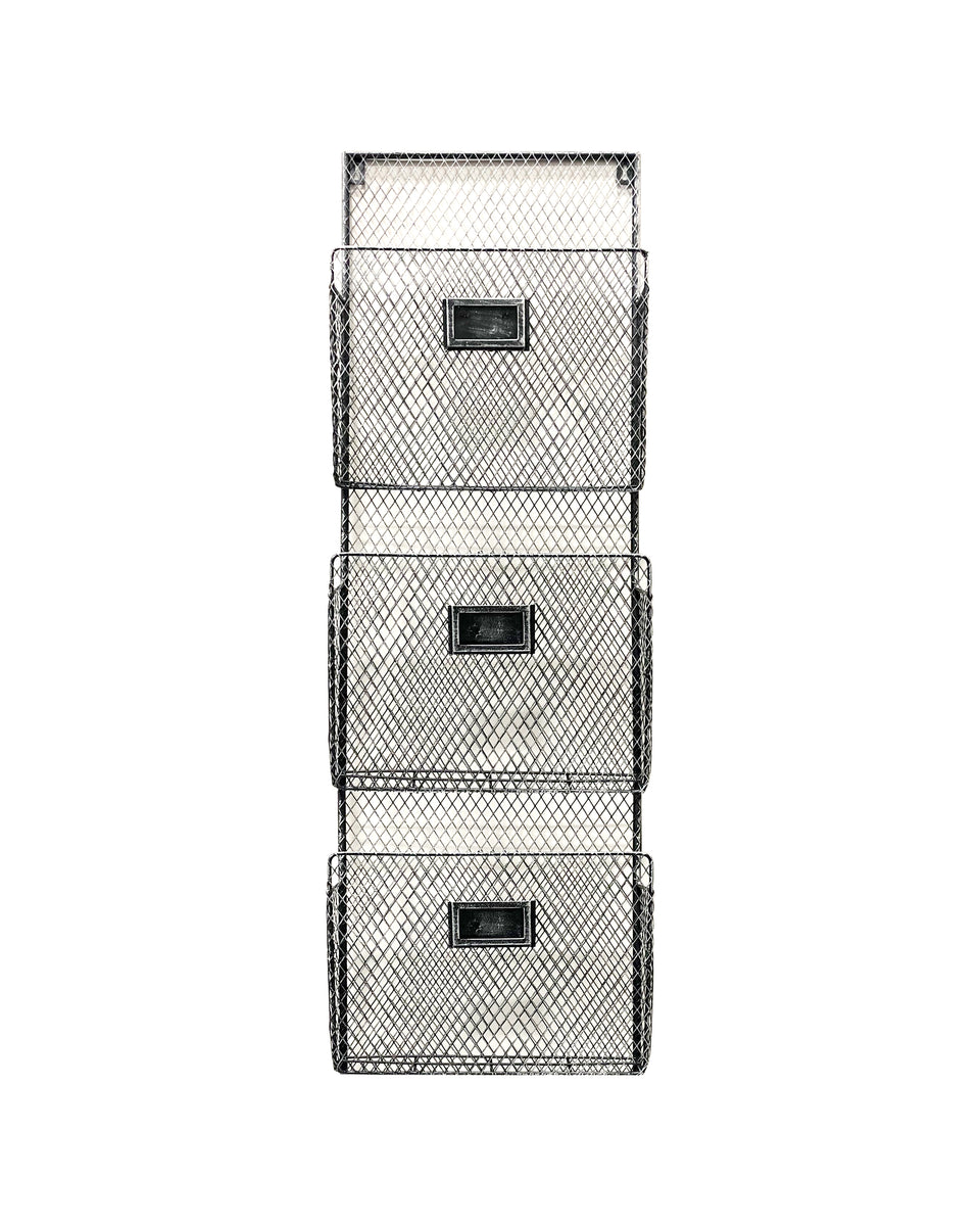 3 Tier Pewter Metal Wire Wall-Mounting File Holder | DesignStyles