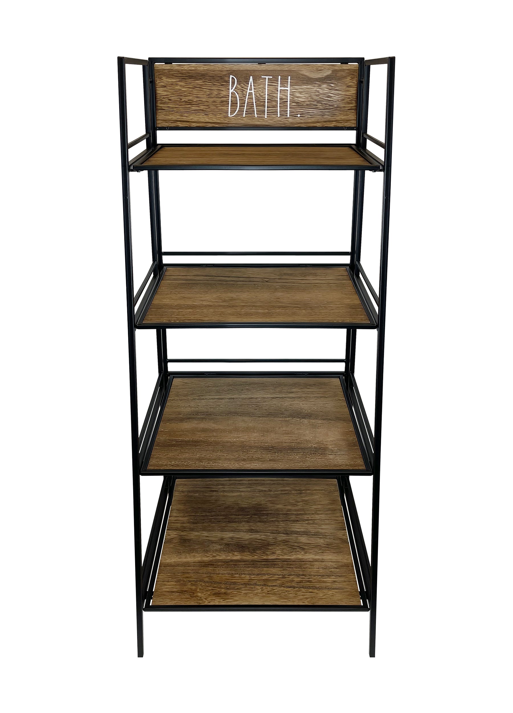 Rae Dunn “Bath” 4 Tiers Dark Wooden Bathroom Shelf Organizer | DesignStyles