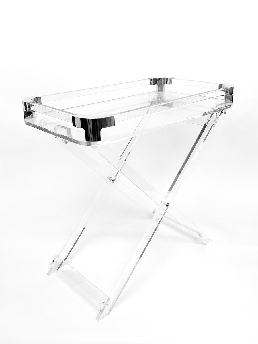 Simply Brilliant Acrylic Foldable Table with Chrome Edges | DesignStyles