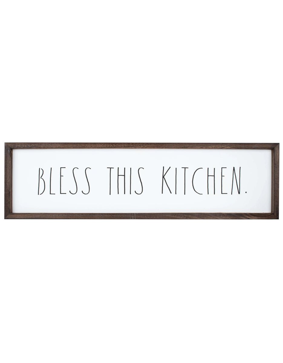Rae Dunn Wall Large Wooden “Bless This Kitchen” Sign | DesignStyles