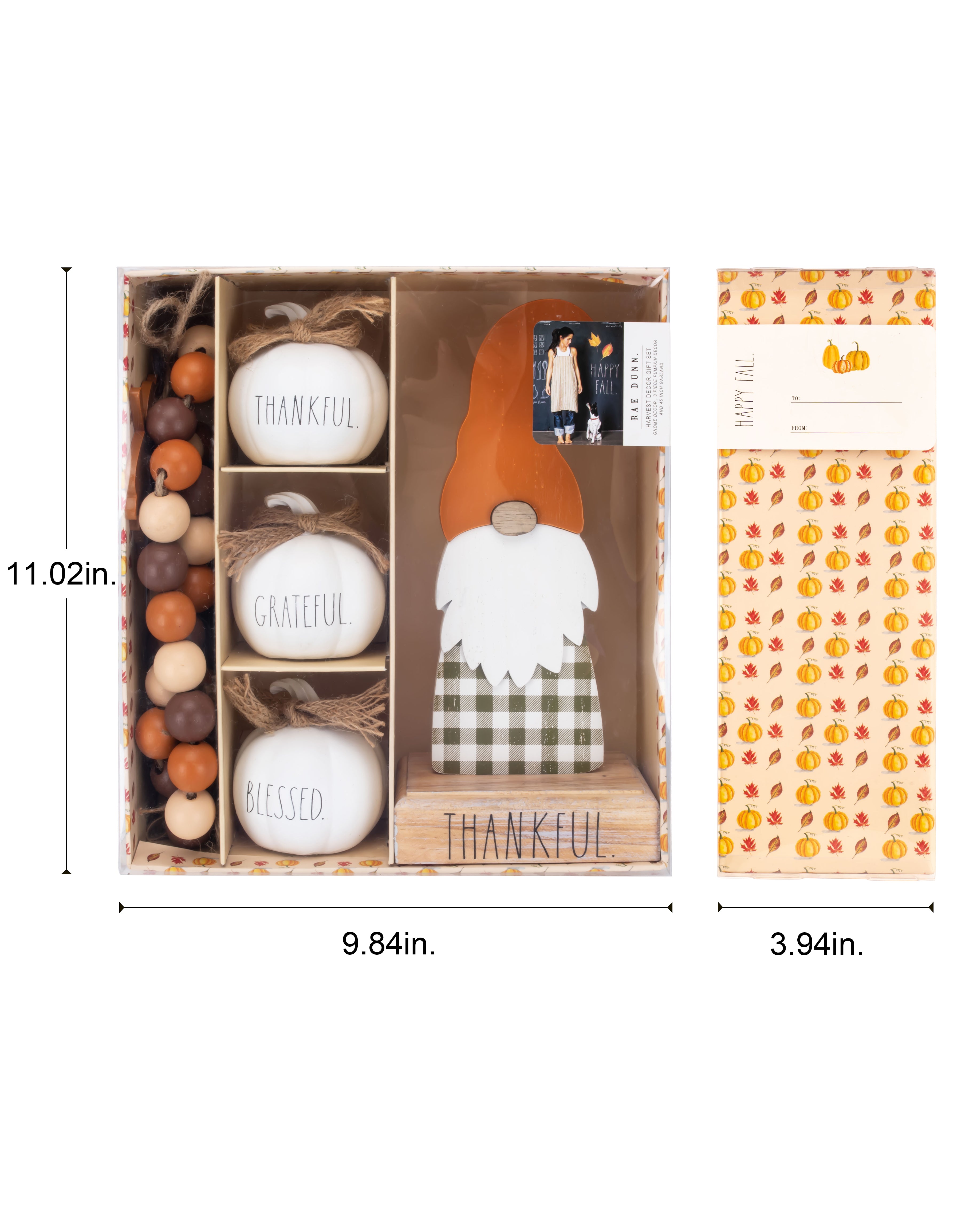 Rae Dunn Fall Décor Set: Wood Bead Garland, Gnome & Pumpkins | DesignStyles