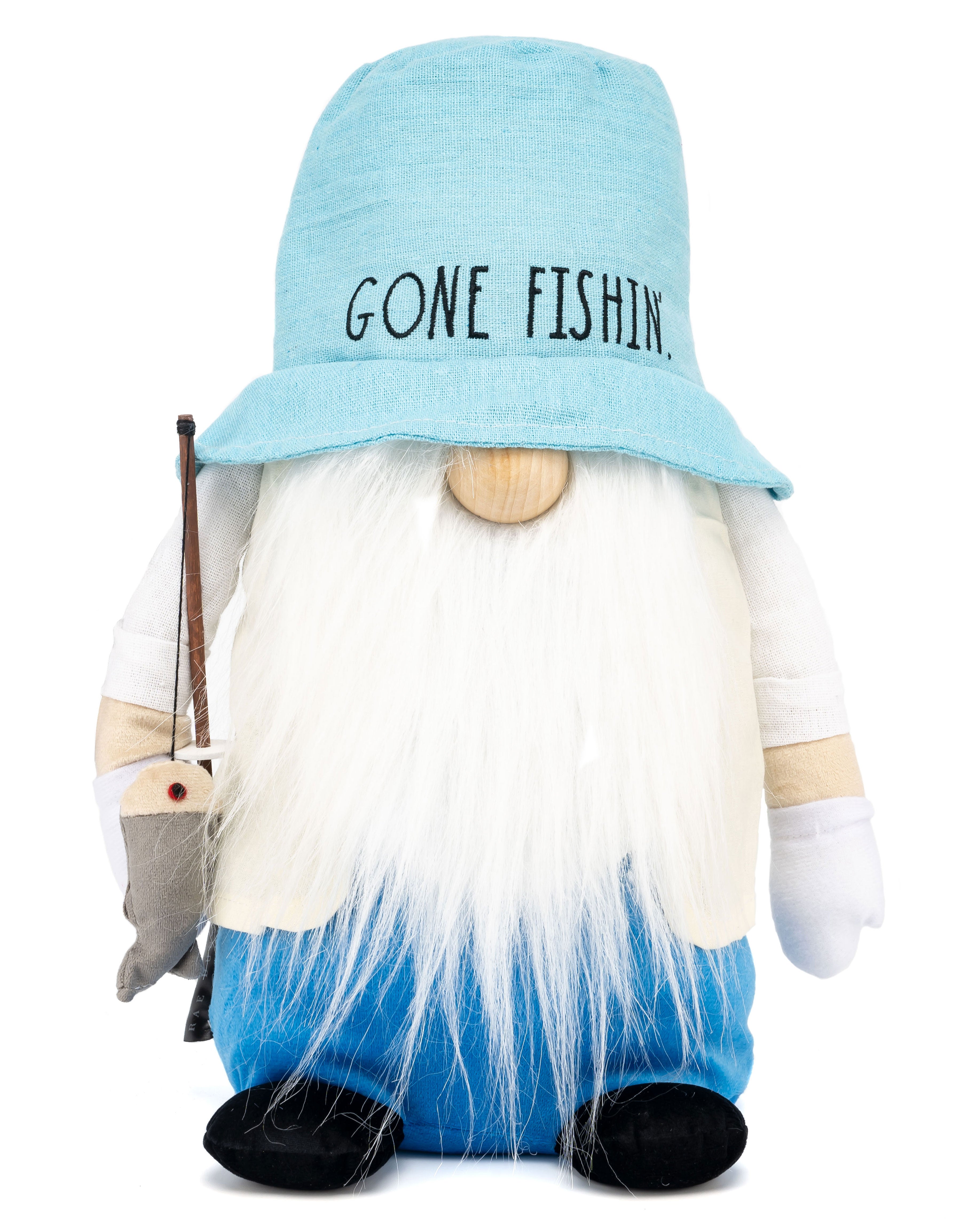 Rae Dunn “Gone Fishin’” Plush Fishing Gnome with Rod | DesignStyles