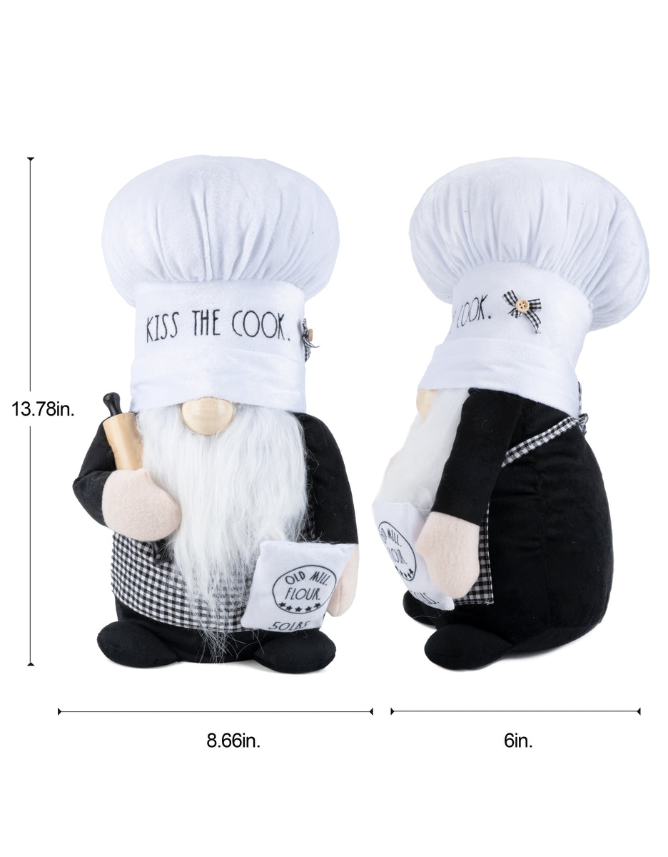 Rae Dunn “Kiss the Cook” Plush Baker Gnome with Rolling Pin | DesignStyles