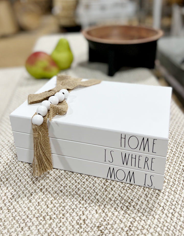 Rae Dunn "Home is Where Mom is" Triple Stacked Book | DesignStyles
