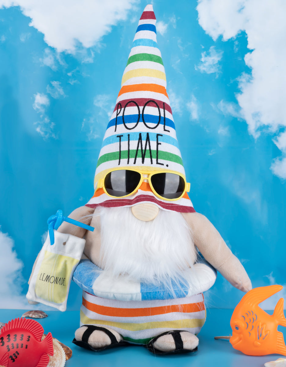 Rae Dunn “Pool Time” Colorful Summer Pool Gnome with Float | DesignStyles