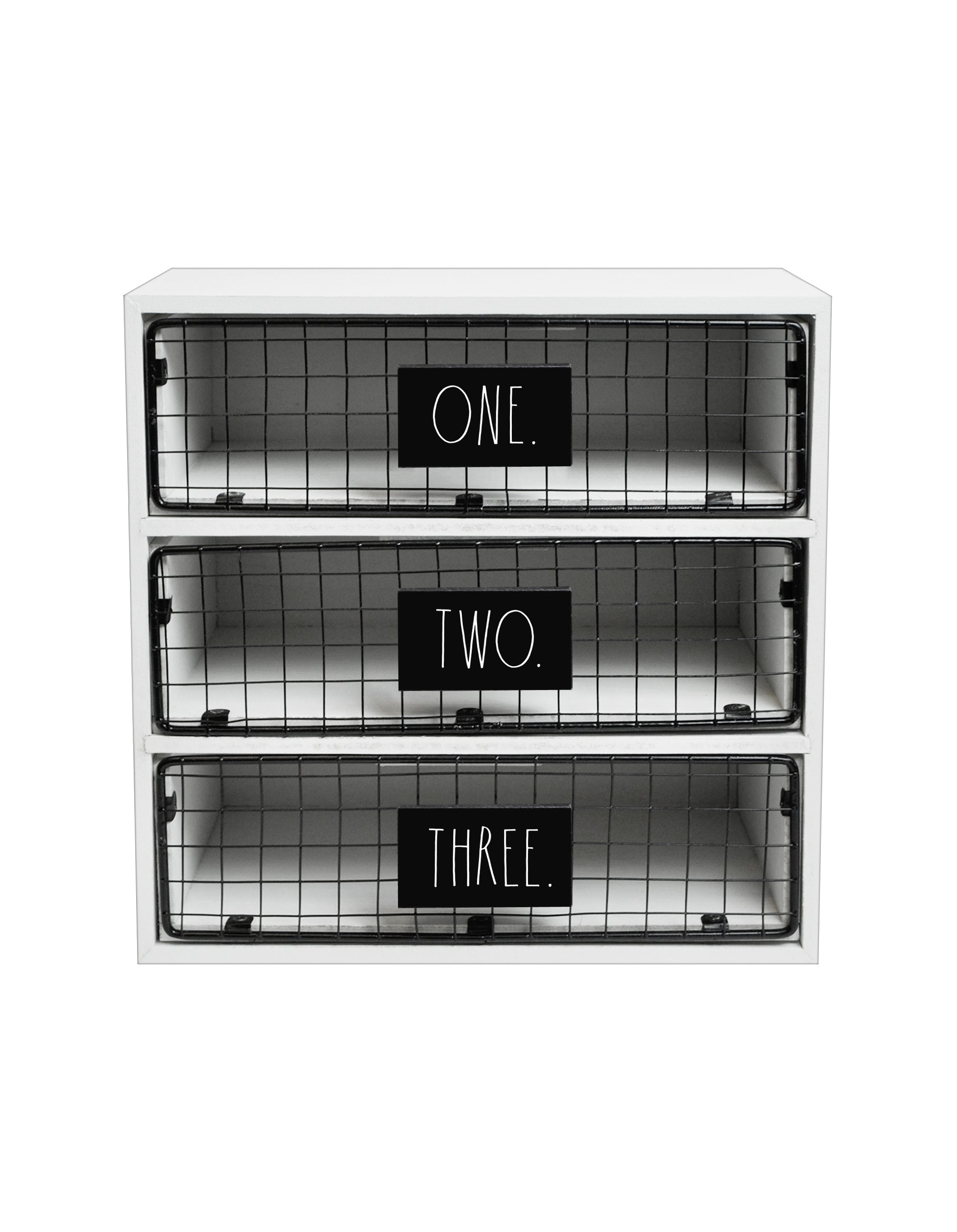 Rae Dunn “One, Two, Three” White Farmhouse Desk Organizer | DesignStyles