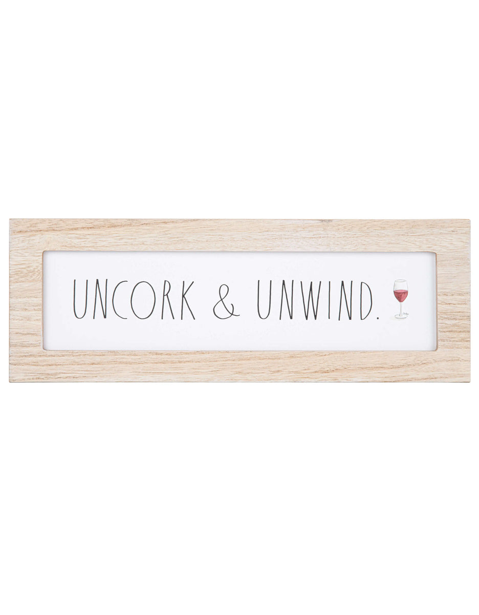 Rae Dunn Freestanding Wooden “Uncork and Unwind” Sign | DesignStyles