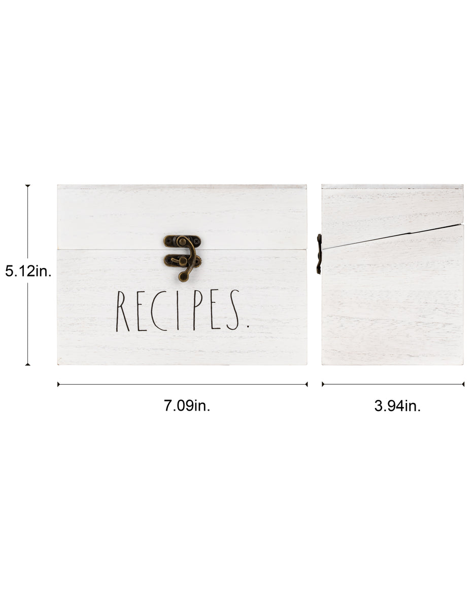 Rae Dunn “Recipes” Wooden White Recipe Box for Cards | DesignStyles