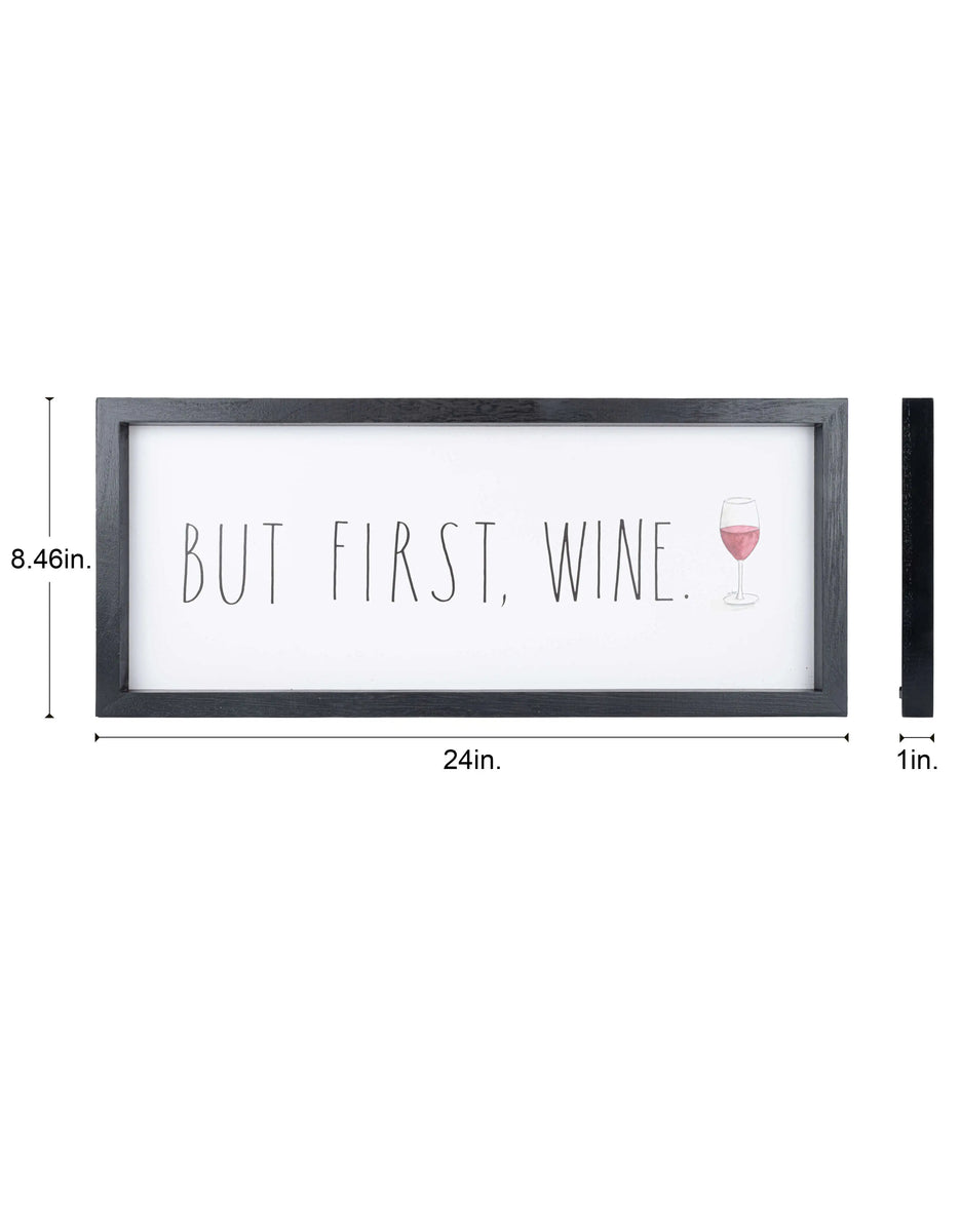 Rae Dunn “But First, Wine” Wooden Wine Sign Wall Décor | DesignStyles